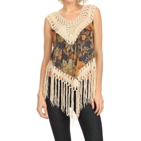 SASSY BLING | Tops | New Sassy Bling Crochet Floral Print Crop Top In ...